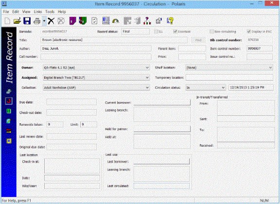 EContent Item Records